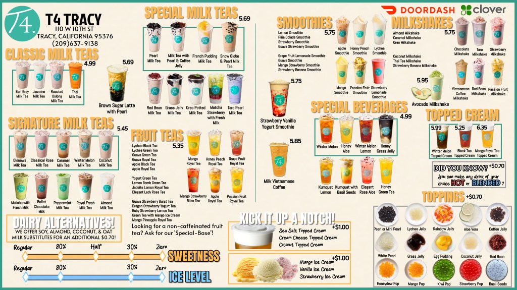 T4 TRACY’S MENU – T4 TRACY